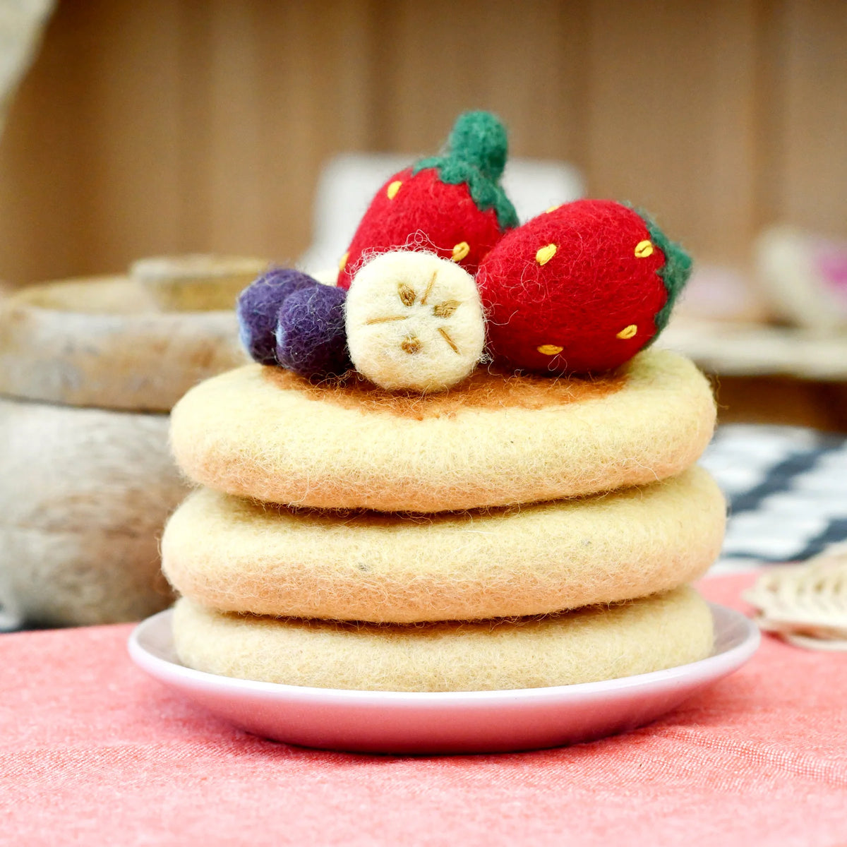 Felt Pancake Stack Play Food Set– tiny buttons
